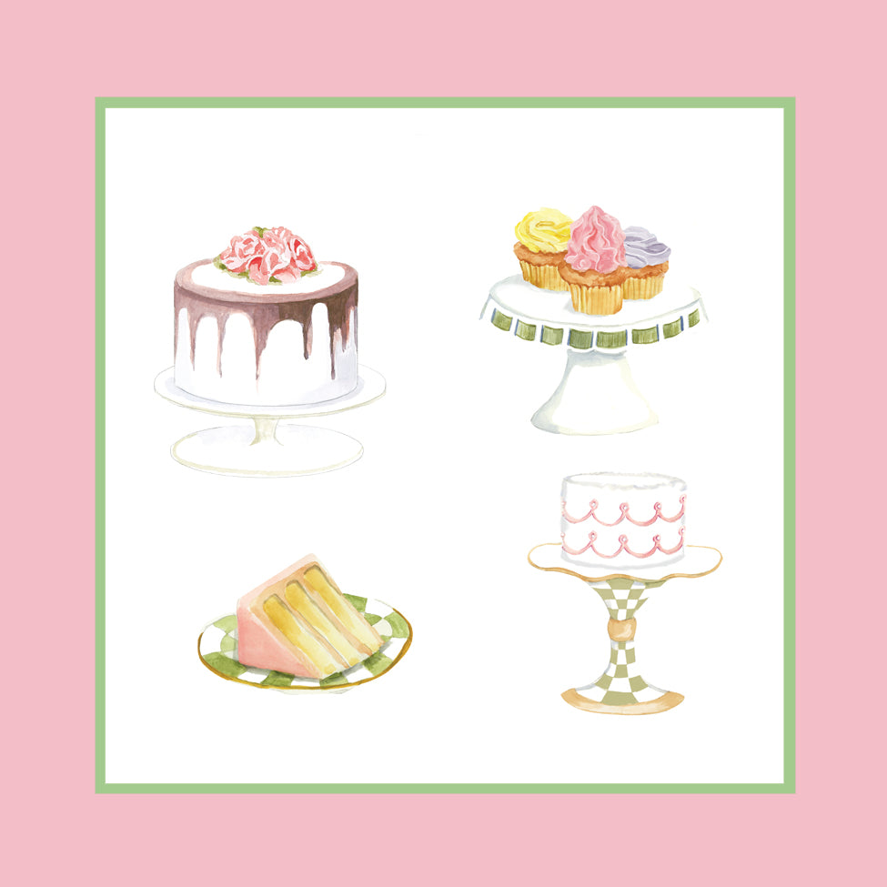 BOXED ENCLOSURE CARDS /ENVELOPE Cake Assortment w/glitter 4 designs 2 ...